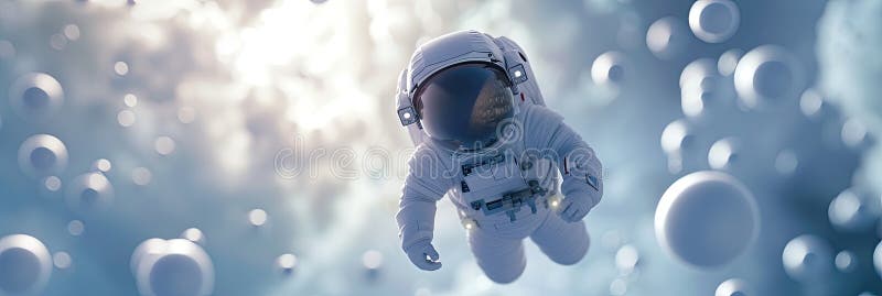 Cute Cartoon Astronaut Flying in Zero Gravity Space Stock Illustration ...