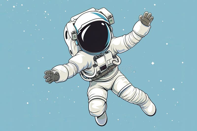 Cute Cartoon Astronaut Flying in Zero Gravity Space Stock Illustration ...