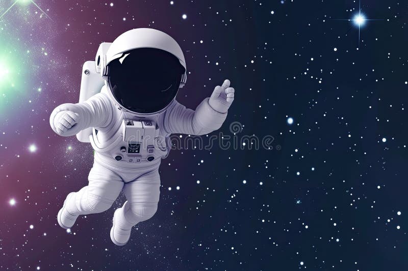 Cute Cartoon Astronaut Flying in Zero Gravity Space Stock Illustration ...