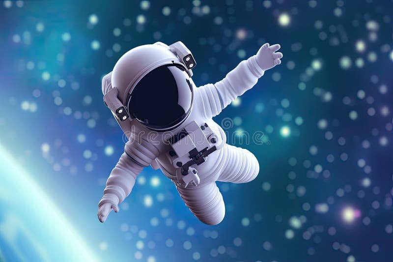 Cute Cartoon Astronaut Flying in Zero Gravity Space Stock Illustration ...