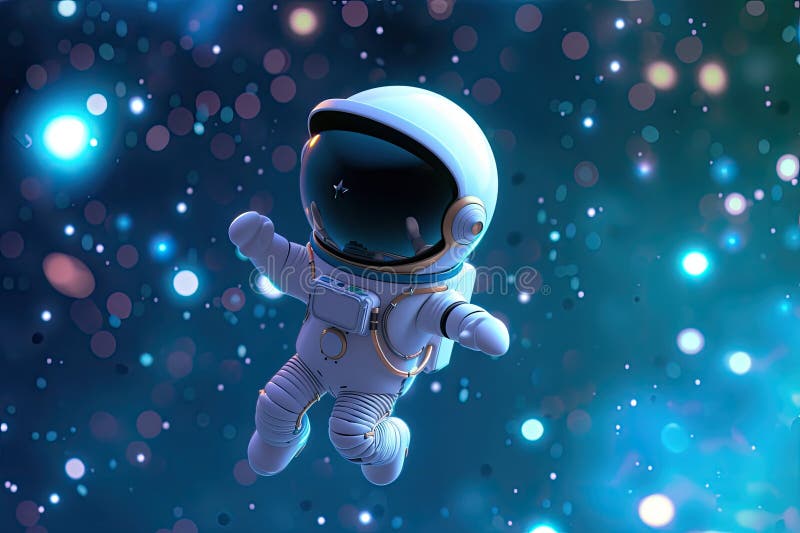 Cute Cartoon Astronaut Flying in Zero Gravity Space Stock Illustration ...