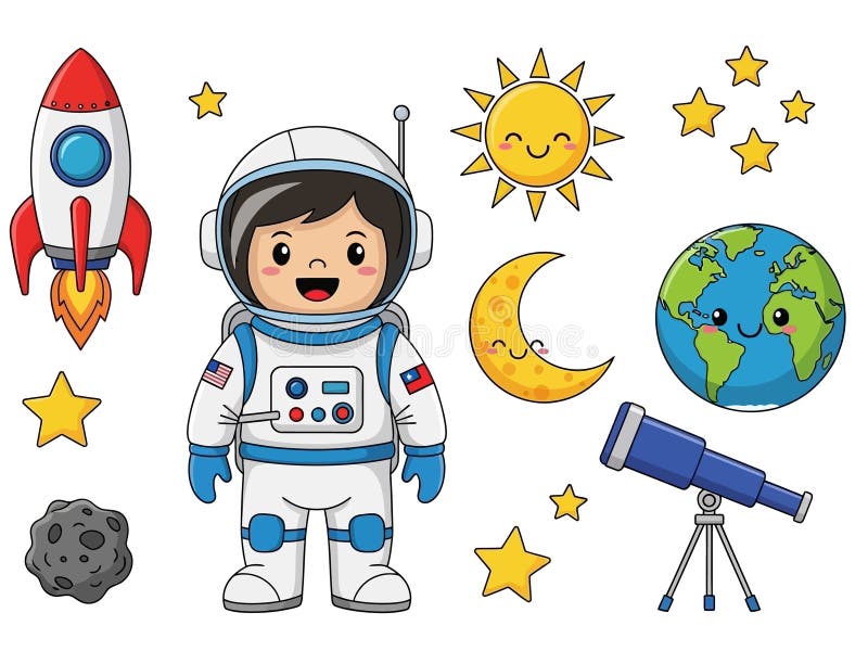 Cartoon Space Themed Elements Stock Illustrations – 1,889 Cartoon Space ...