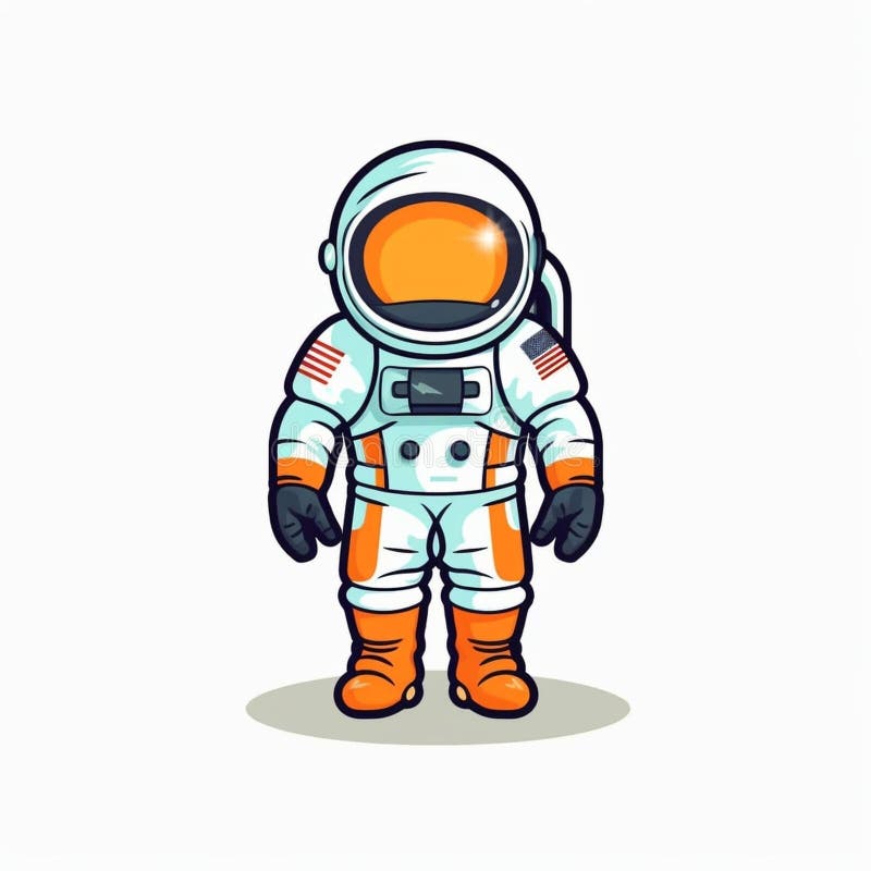 Cute Cartoon Astronaut in a Vibrant Space Suit with a Glowing Orange ...