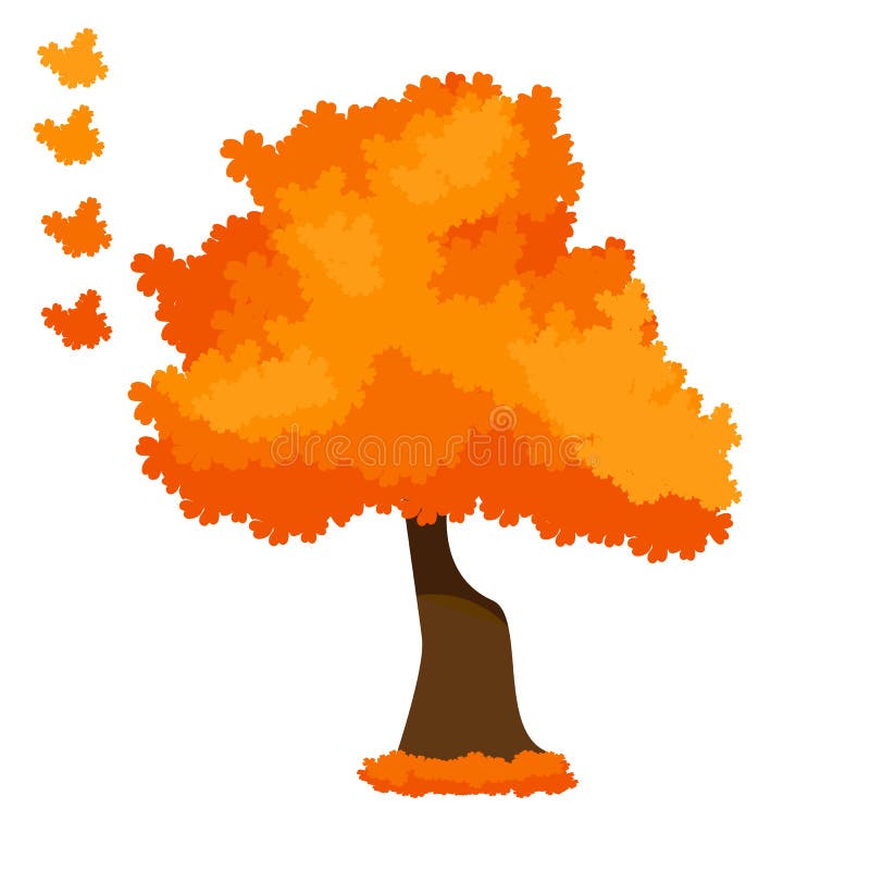 Cute Cartoon Autumn Fall Trees Collection. Vector Stock Vector ...