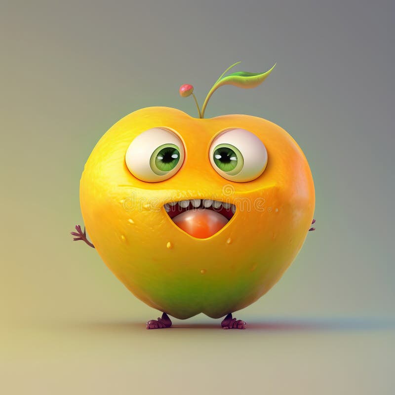 Cute Cartoon Babaco Fruit Character. Generative Ai Stock Illustration ...