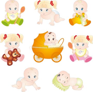 Cute cartoon babies stock vector. Illustration of illustrated - 14233774