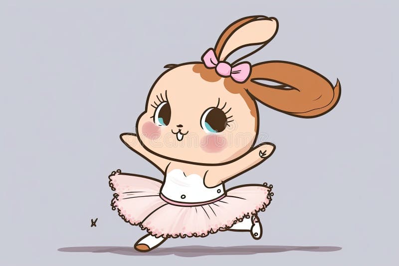 Cute Cartoon of a Baby Bunny Doing the Splits while Dressed As a ...