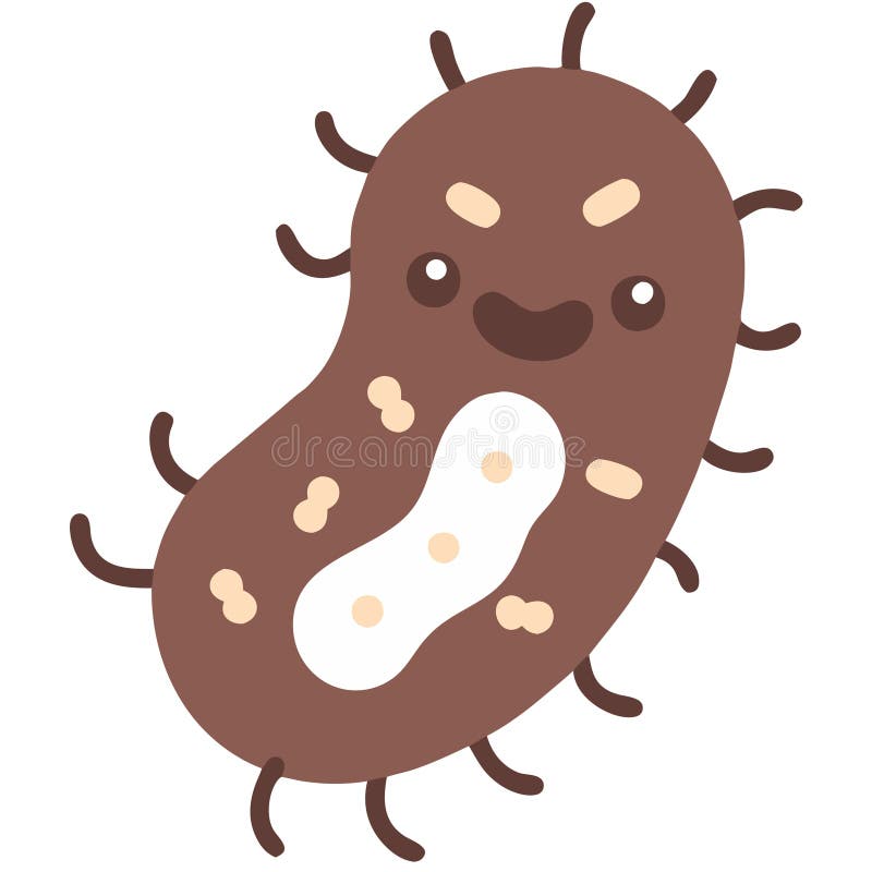 Cute Cartoon Bacteria Vector Illustration for Educational and Science ...