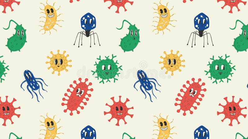 Cute Cartoon Bacteria, Virus Character. Old Animation Loop Background ...