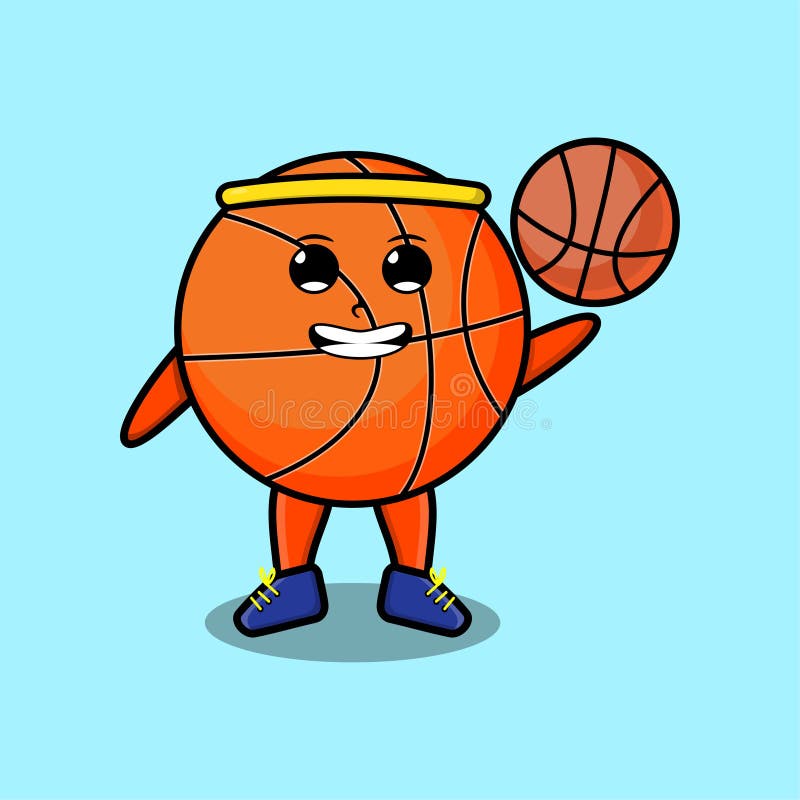 Cute Cartoon Basketball Playing Basketball Stock Vector - Illustration ...