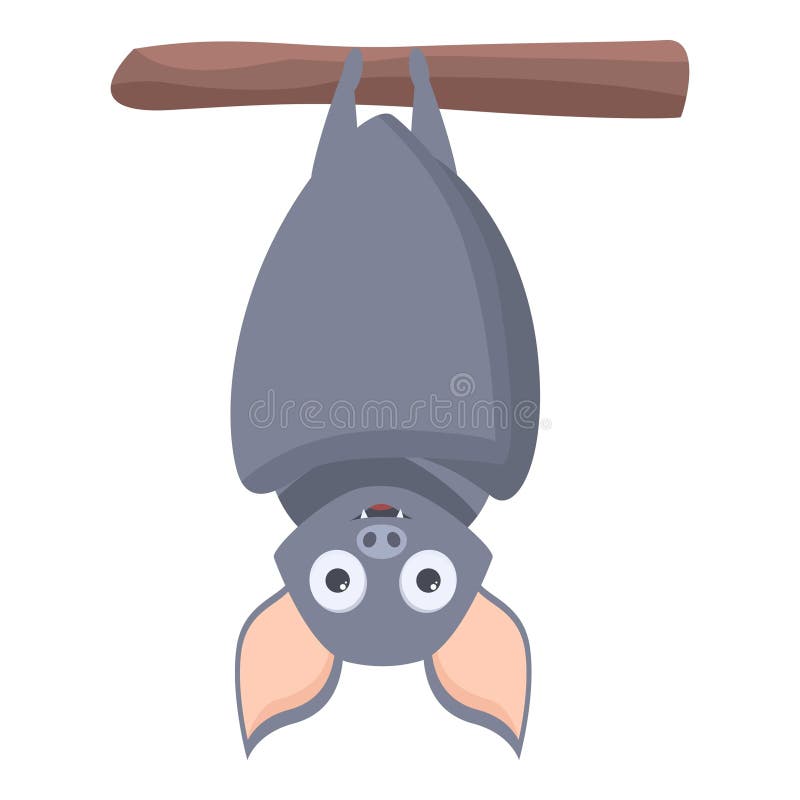 Cute Cartoon Bat Hanging Upside Down On A Tree Branch Stock Vector Illustration Of Friendly