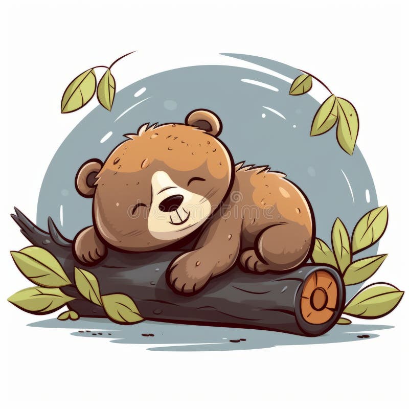 Cute Cartoon Bear Sleeping on a Tree Branch. Vector Illustration Stock ...