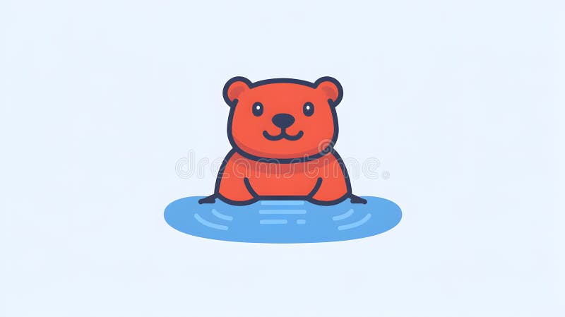 Cute Cartoon Bear Swimming in Blue Water Stock Illustration ...