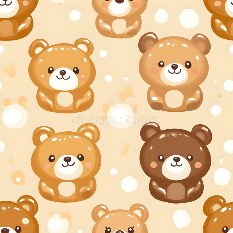 Cute Cartoon Bears in a Repeating Pattern on a Light Background Stock ...