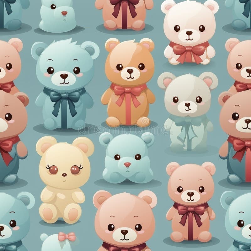 Cute Cartoon Bears Seamless Pattern, Created with Generative AI Stock ...
