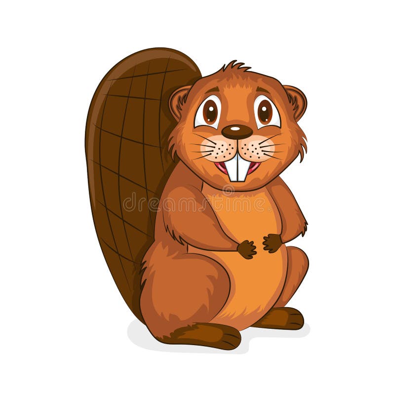 Cute Cartoon Beaver Character Isolated on White. Vector Illustration ...