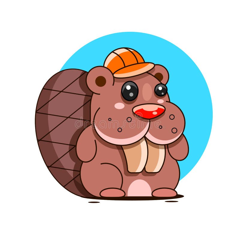 Cute Cartoon Beaver. Vector Illustration with Simple Gradients Stock ...