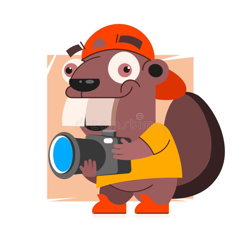Cute Cartoon Beaver. Vector Illustration with Simple Gradients Stock ...