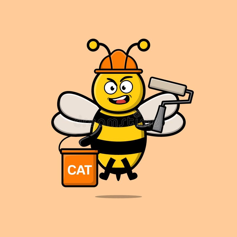 Cute Cartoon Bee As a Builder Character Painting Stock Vector ...