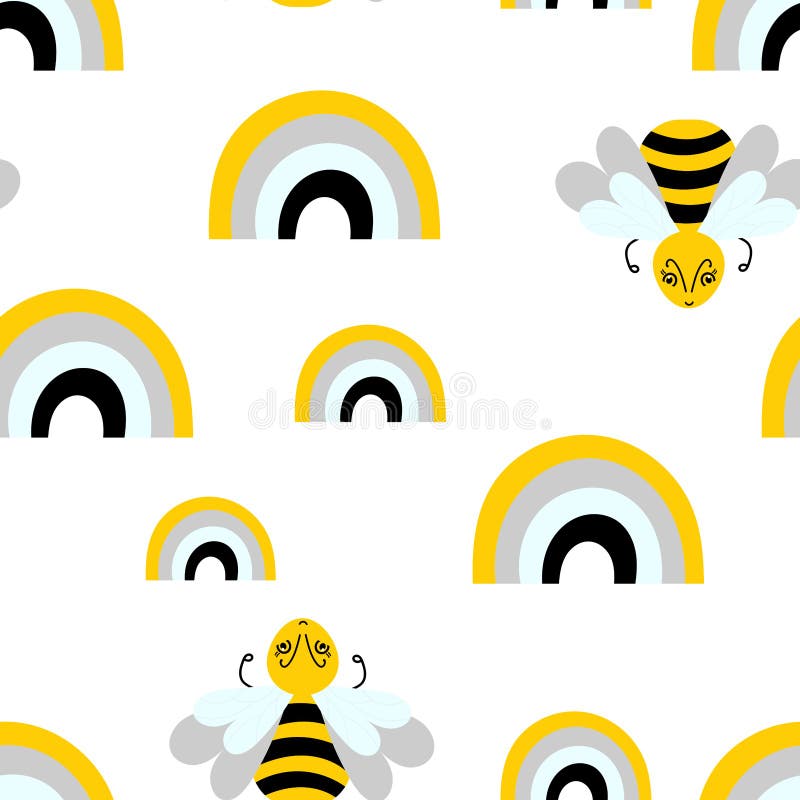 Bumble Bee Seamless Pattern Honeybee Vector Pattern Stock Vector ...
