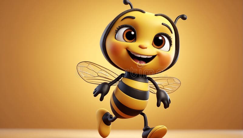 Cute cartoon bee character stock illustration. Illustration of happy ...