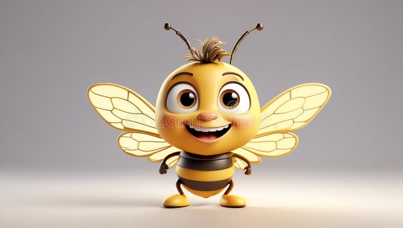 Cute Cartoon Bee Character Happiness Adorable Stock Illustration - Illustration of happiness ...