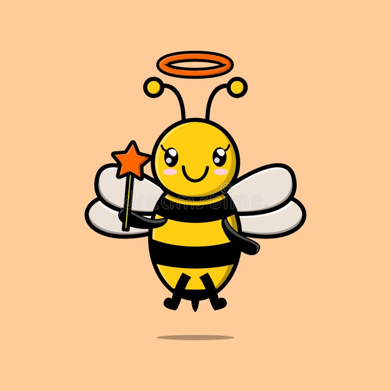 Cute Cartoon Bee Character in the Form of Fairy Stock Vector ...