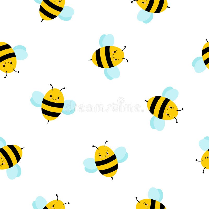 Cute Cartoon Bee Pattern Background . Seamless Pattern for Kids Stock ...