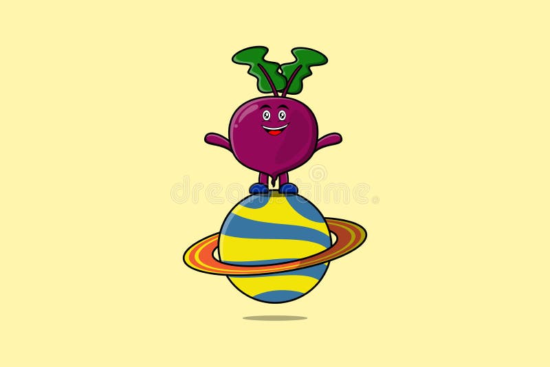 Cute Cartoon Beetroot Character Standing in Planet Stock Vector ...