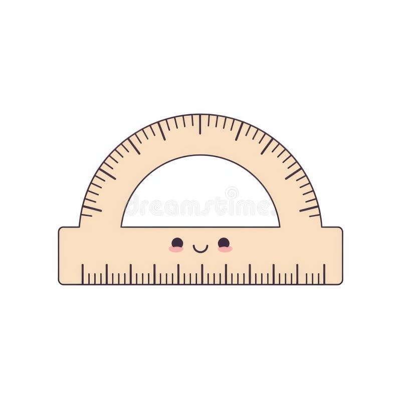 Cute Cartoon Beige Protractor Illustration Stock Illustration ...
