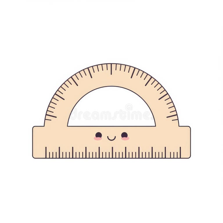 Cute Cartoon Beige Protractor Illustration Stock Illustration ...
