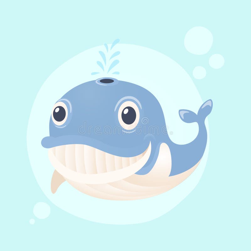 Whale Smiling Character Isolated on White. Stock Vector - Illustration ...