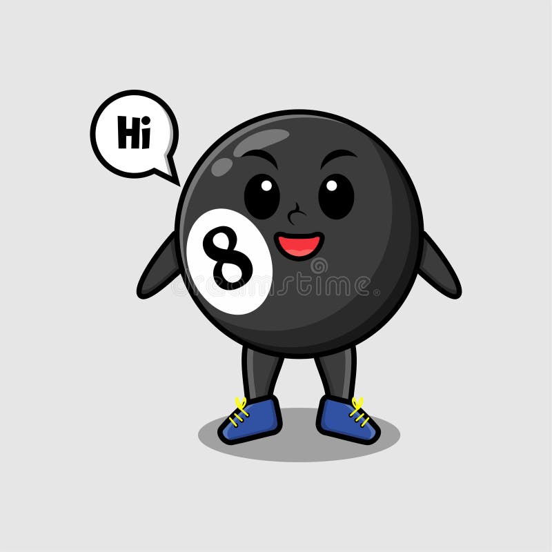 Cute Cartoon Billiard Ball Character Stock Vector - Illustration of ...