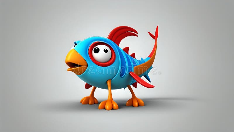 A Cute Cartoon Bird-fish Hybrid Character Stock Illustration ...