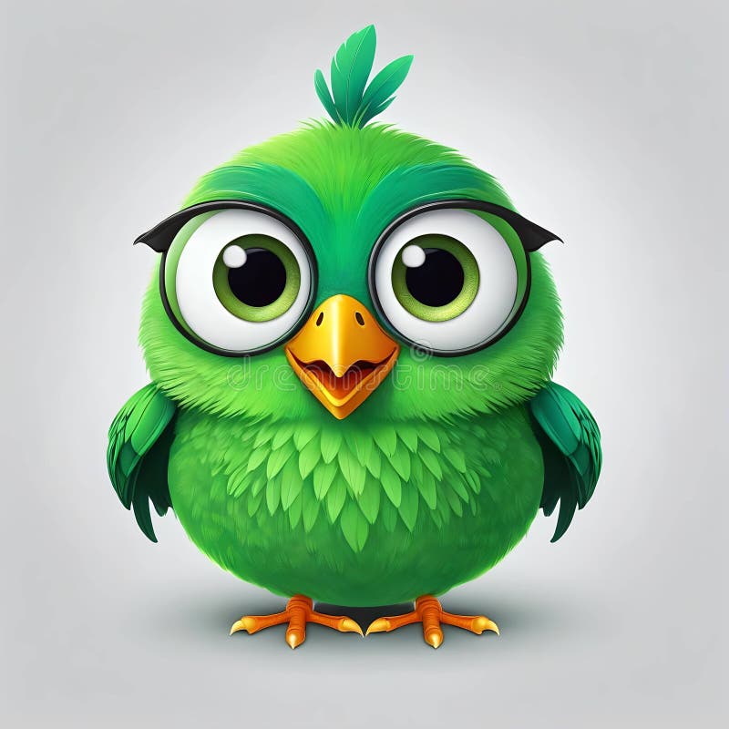 Cute Cartoon Bird, Looking at the Camera Ai Stock Illustration ...