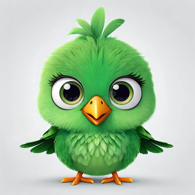 Cute Cartoon Bird, Looking at the Camera Ai Stock Illustration ...