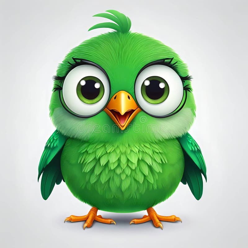 Cute Cartoon Bird, Looking at the Camera Ai Stock Illustration ...