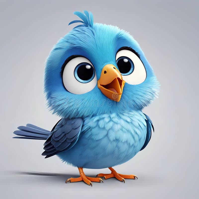 Cute Cartoon Bird, Looking at the Camera Ai Stock Illustration ...