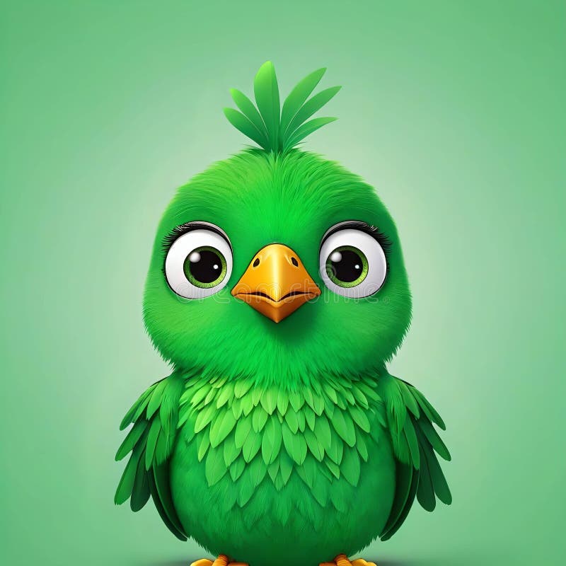 Cute Cartoon Bird, Looking at the Camera Ai Stock Illustration ...
