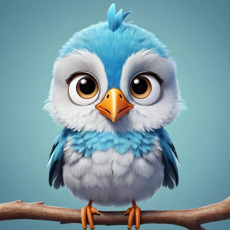 Cute Cartoon Bird, Looking at the Camera Ai Stock Illustration ...