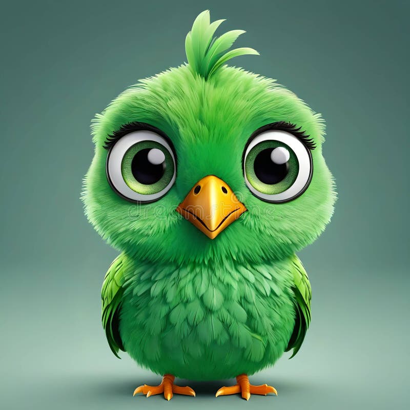Cute Cartoon Bird, Looking at the Camera Ai Stock Illustration ...