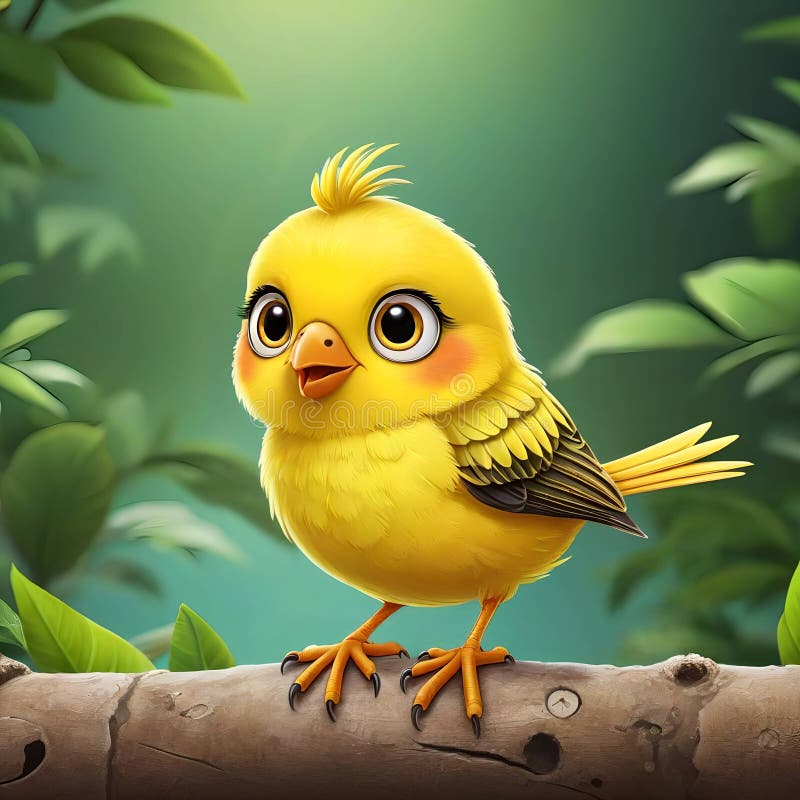 Cute Cartoon Bird, Looking at the Camera Ai Stock Illustration ...