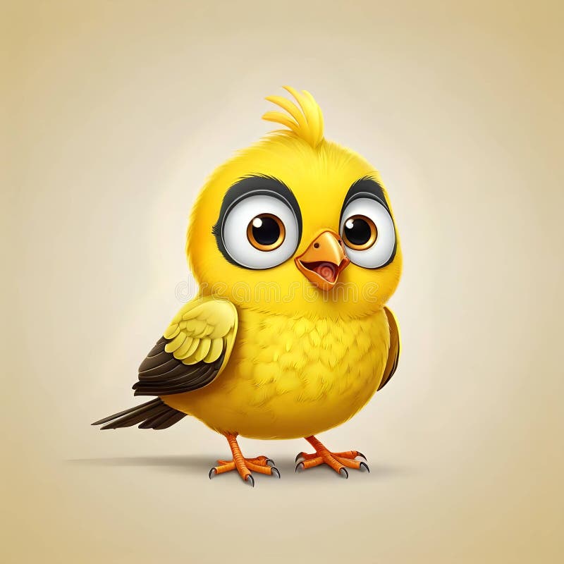 Cute Cartoon Bird, Looking at the Camera Ai Stock Illustration ...