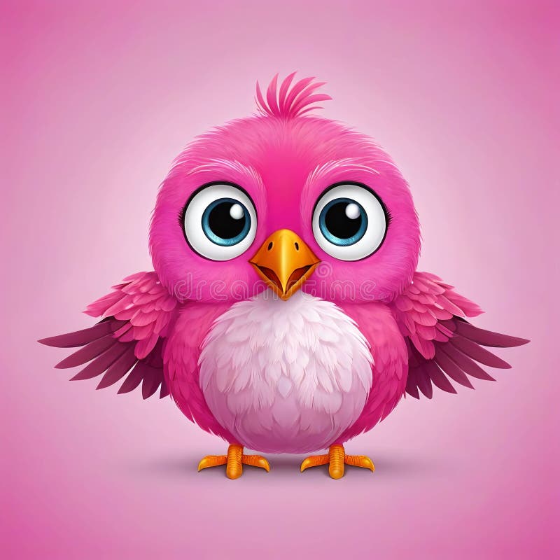 Cute Cartoon Bird, Looking at the Camera Ai Stock Illustration ...