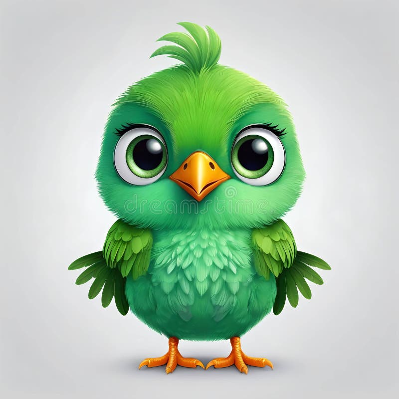 Cute Cartoon Bird, Looking at the Camera Ai Stock Illustration ...
