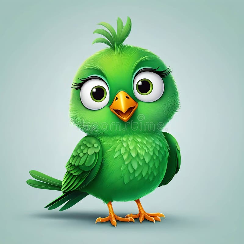Cute Cartoon Bird, Looking at the Camera Ai Stock Illustration ...