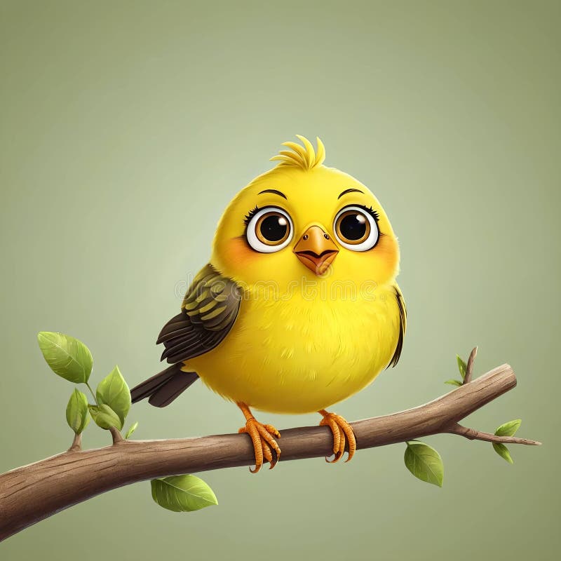Cute Cartoon Bird, Looking at the Camera Ai Stock Illustration ...