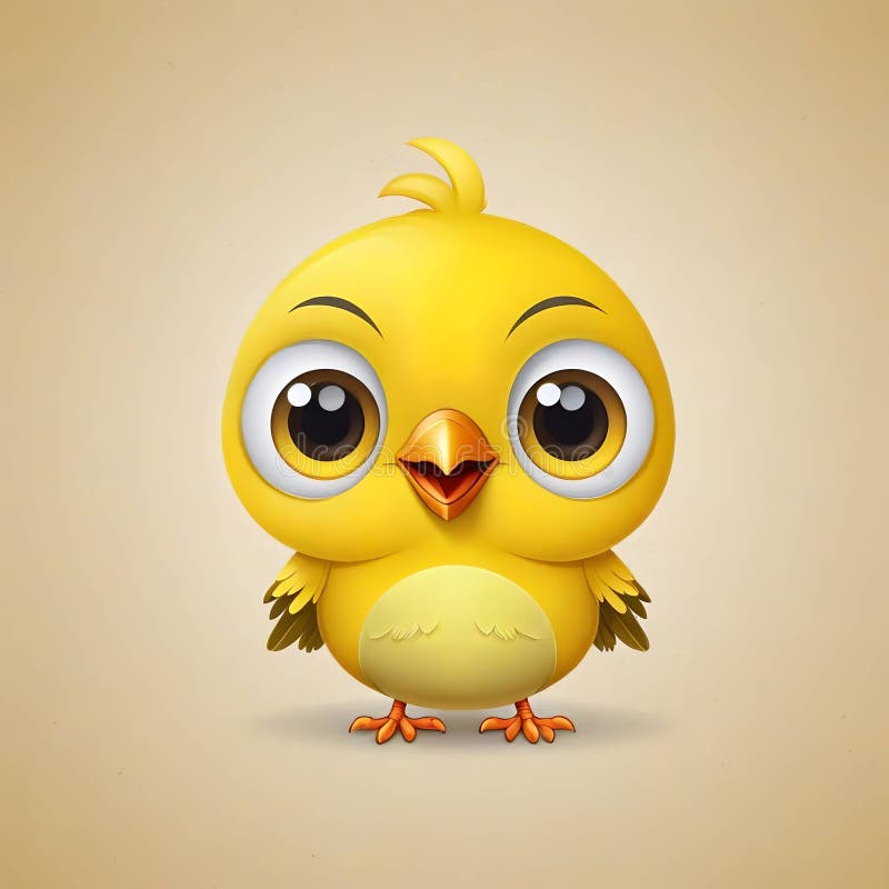 Cute Cartoon Bird, Looking at the Camera Ai Stock Illustration ...
