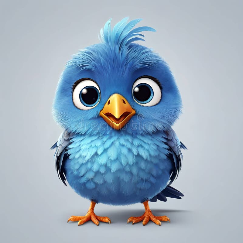 Cute Cartoon Bird, Looking at the Camera Ai Stock Illustration ...