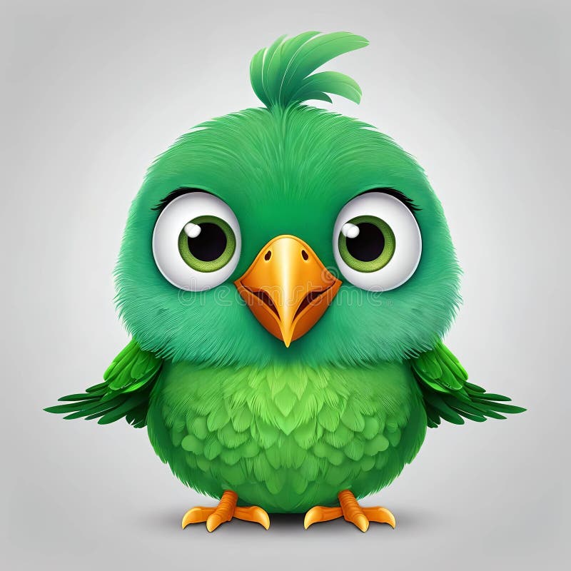 Cute Cartoon Bird, Looking at the Camera Ai Stock Illustration ...
